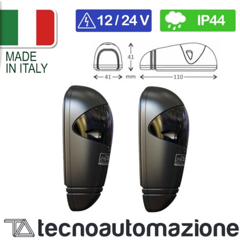 Coppia di fotocellule Eve ad infrarossi, 12/24V AC/DC, IP44, range 100 metri, colore nero ...