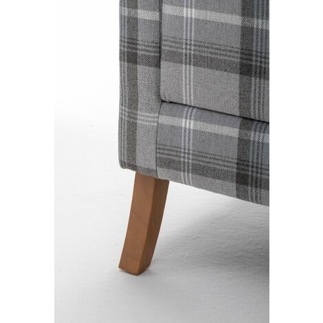 Wingback Chair Fireside High Back Armchair - Grey Check