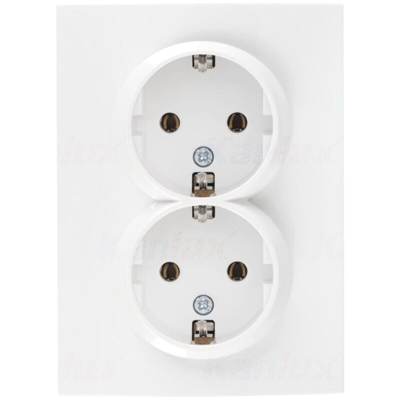 Prise Double Schuko - Encastrée Murale - 2 Prises - Blanc - 16A