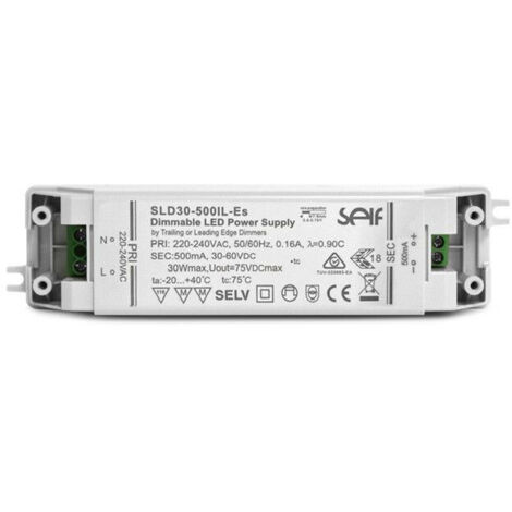 Alimentation LED 30-60VDC 25W Dimmable - IP20 - Garantie 5 ans