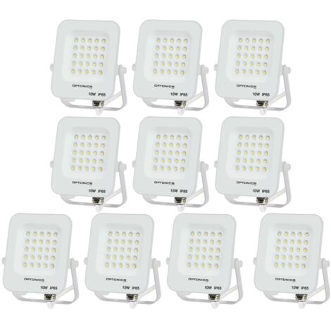 Lot de 10 Projecteurs LED 20W Blanc Étanche IP65 1800lm 115W Blanc du ...