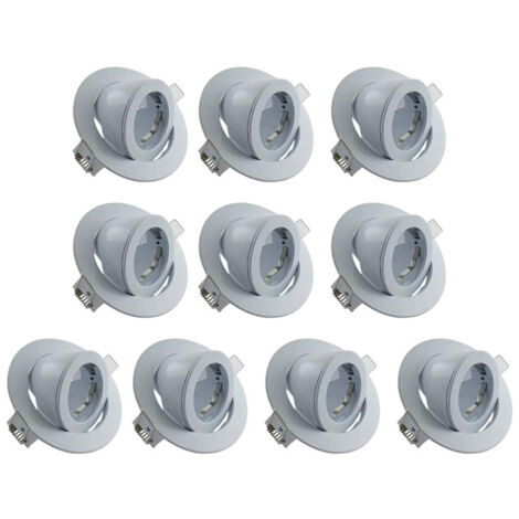 Lot de 10 Spots Encastrables Orientables Ronds - Blanc Type Escargot