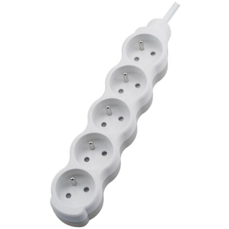 Extension électrique 5 prises - Câble 5m - 250V AC - IP20 - Blanc