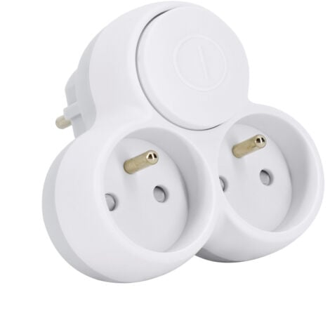 Bloc multiprise triangle CLUSTER +0 - 2 prises 16A - Avec interrupteur ...