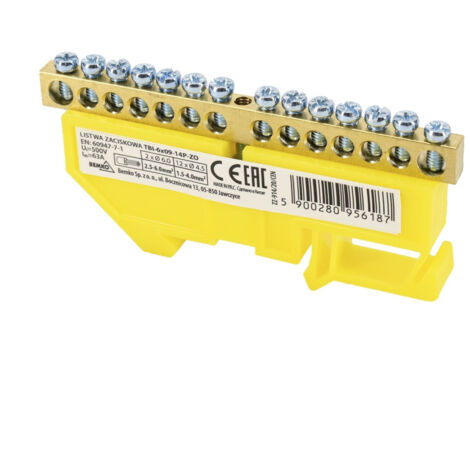 Bornier pour rail DIN - 6x9 mm - Jaune - Installation facile - Tension ...