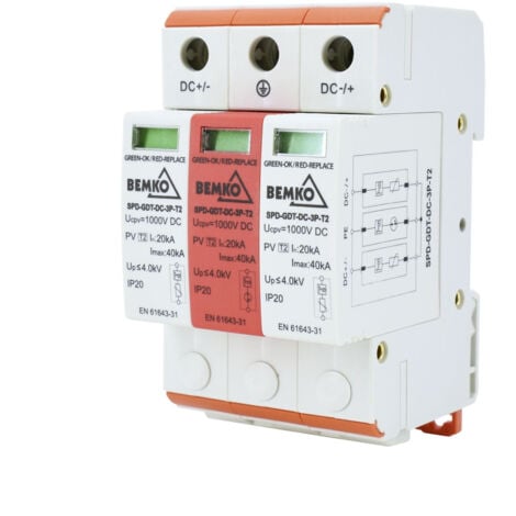 Parafoudre DC 3P - 1000V - Classe T2 - 40kA - Rail DIN - IP20 - Schelinger