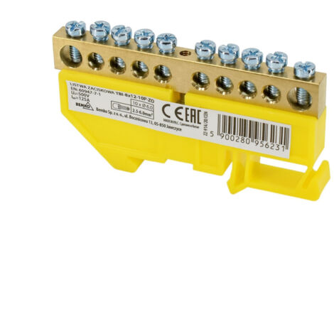 Bornier sur rail DIN - Connexion 6x9 - Jaune - Installation facile ...