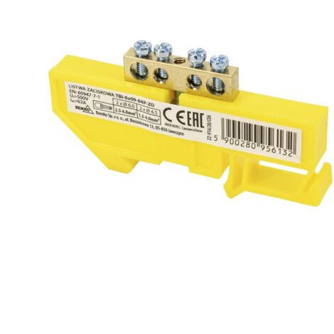 Bornier rail DIN 6x9 jaune - Installation sur rail TH35 - Tension d ...