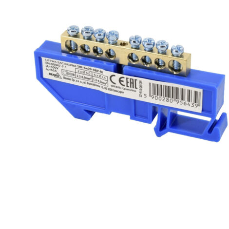 Bornier pour rail DIN - 6x9mm - Bleu - Installation facile - Tension d ...
