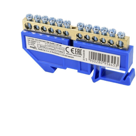 Bornier pour Rail DIN - 6x9mm - Bleu - Installation Facile - Tension 500V