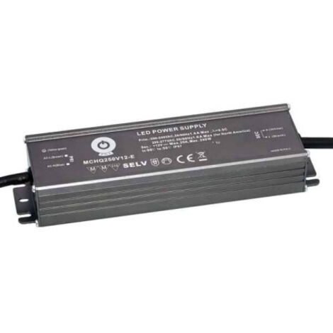 Alimentation LED 240W 12V IP67 - Boîtier métal étanche, PFC actif