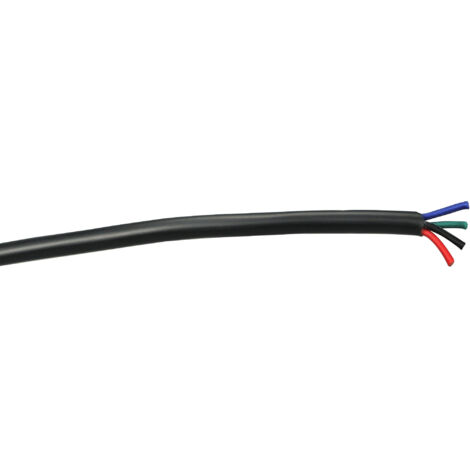 Câble pour ruban LED RBG (4 fils) gaine noire - 10m