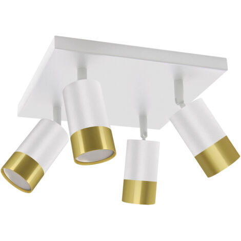 Spot LED plafond mural - PUZON SPT - 4 spots orientables - Blanc Or ...