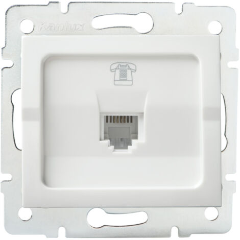 Prise Téléphone RJ11 - 1 Gang - Encastrée - ABS Blanc - 71x71mm