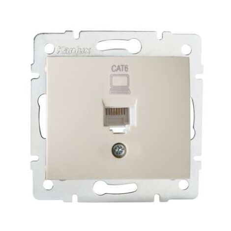 Prise Réseau Ethernet RJ45 CAT6 Encastrable DOMO Crème