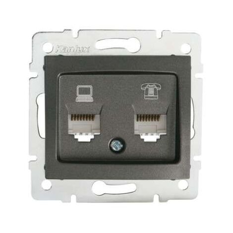 Prise RJ45 CAT5e + RJ11 Encastrable DOMO Graphite