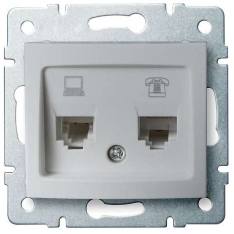 Prise RJ45 CAT5e + RJ11 Encastrable DOMO Argent