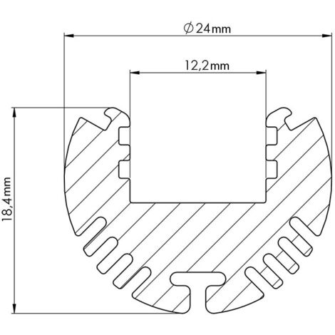 Profilé Aluminium Rond Ø24mm ALU-ROUND 2m