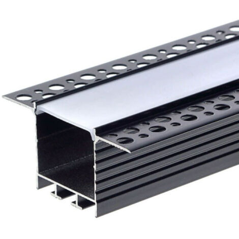 Profilé 2m à Enduire Noir Diffuseur Blanc pour Ruban LED