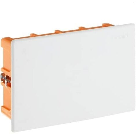 Caja de empotrar cuadrada 160×100 con tapa y garras metálicas Famatel 3252