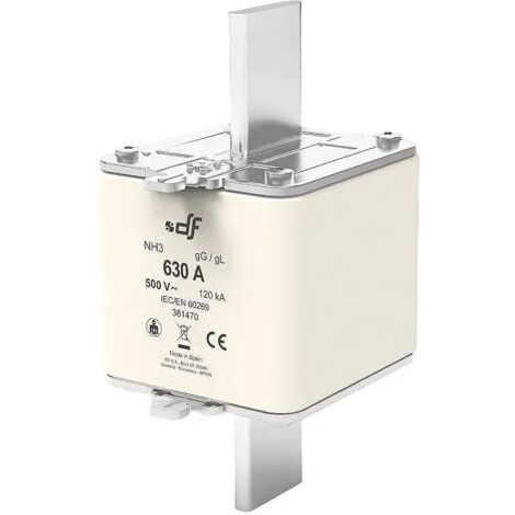 Cartucho Fusible de cuchilla NH3 GG 500-630A 500V 120 kA Aparelec - Intensidad 500A