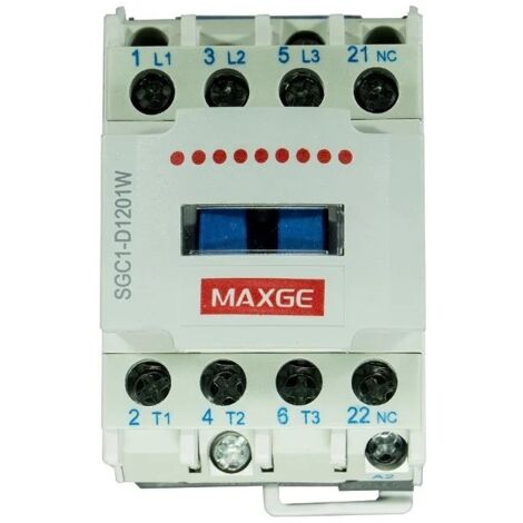 Contactor eléctrico 3P (NO)+1NC 11KW 25A 24 - 415V AC - Maxge - Voltaje 230V