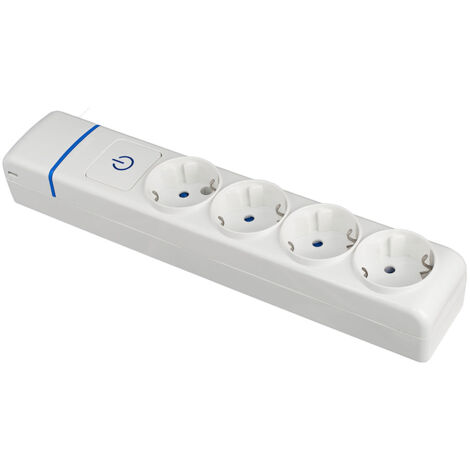 Base Múltiple 4 Tomas 16A 250V Interruptor Luminoso Blanco Policarbonato Solera