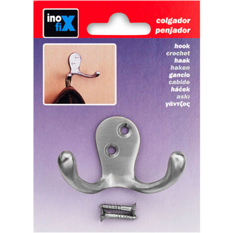 Colgador Doble Latón 41x60x40mm Niquel Satinado Con Tornillos Incluidos ...