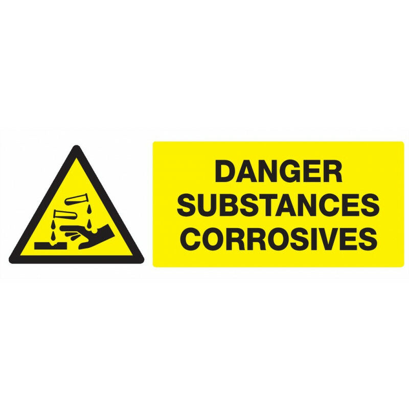DANGER, SUBSTANCES CORROSIVES 200x52MM NORMASIGN en PS CHOC