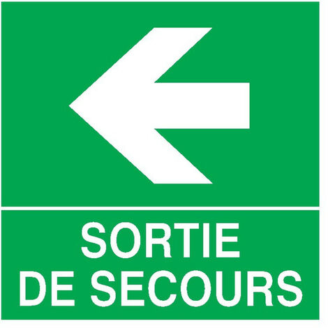 SORTIE DE SECOURS FLECHE A GAUCHE 200x200MM NORMASIGN en PS CHOC