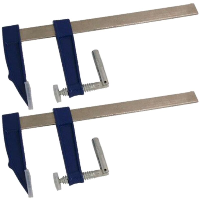 Neilsen 2pc F Clamps Wood Working 300mm Heavy Duty Cast Iron Metal Deep ...