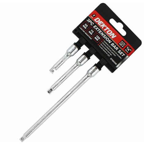3pc Socket Extension Bar Set 1/4 Ratchet Drive 50