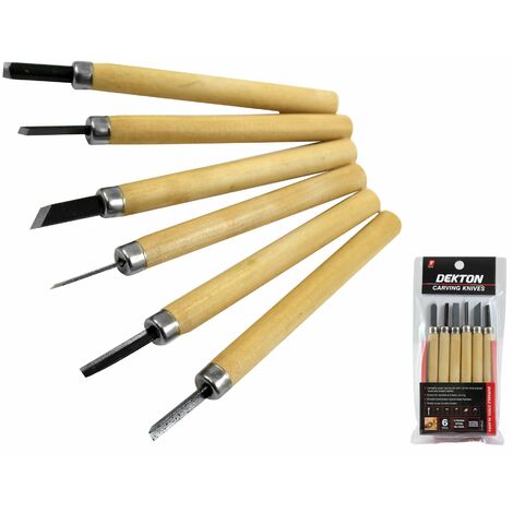 Dekton 6pc Wood Sculpt Carving Knives Chisels Steel Tool Blades Kit Set