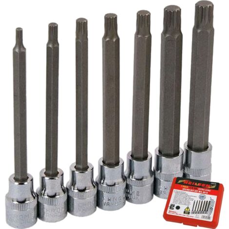 Neilsen 7pc Extra Long Spline Hex Bit Set 3/8" Drive Socket 4mm - 10mm