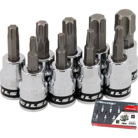 Neilsen 9pc Male Torx Bit Star Socket Set T20 -T60 Trx 3/8" Drive Sockets