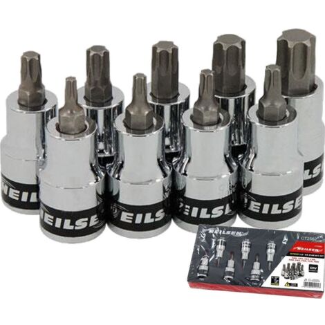 Neilsen 9pc Male Torx Bit Star Socket Set T20 -T60 Trx 1/2" Drive Sockets