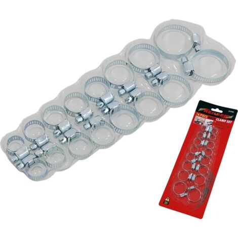 Neilsen 16pc Jubilee Stainless Steel Hose Clamp Fuel Pipe Clips Set ...