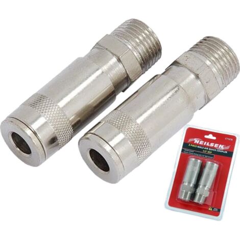 Neilsen 2pc Air Line Fittings Hose Compressor Coupler Connector 1/2 ...