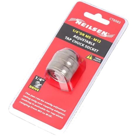 Neilsen Adjustable Interchangeable Tap Wrench Ratchet Chuck Socket 1/4 ...