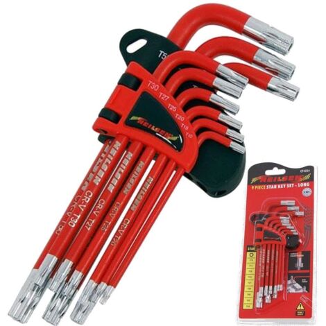 Neilsen 9pc Long Tamperproof Offset Star Torx Allen Key Set T10T50