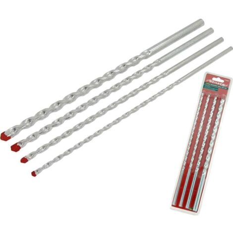 Neilsen 4pc Masonry Drill Bit Set 6 8 10 & 12mm Bits For Brick & Concrete