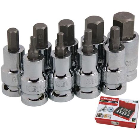 Neilsen 9pc Spline Hex Bit Socket Set 1/2" Drive Sockets 4mm - 17mm