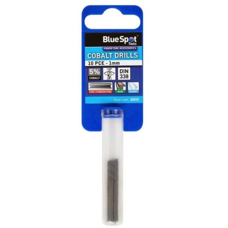 Blue Spot Tools 10 Pce Cobalt Fully Ground 1mm Drills