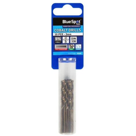 Blue Spot Tools 10 Pce Cobalt Fully Ground 3mm Drills