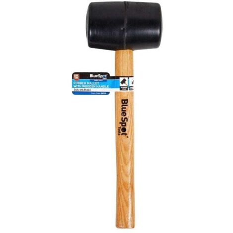 Blue Spot Tools 16oz (0.45kg) Black Rubber Mallet With Wooden Handle