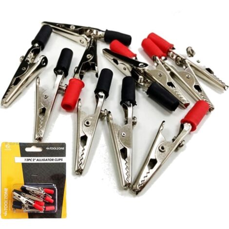 Toolzone 12pc Electrical DIY Crocodile Alligator Spring Clip Set 2"