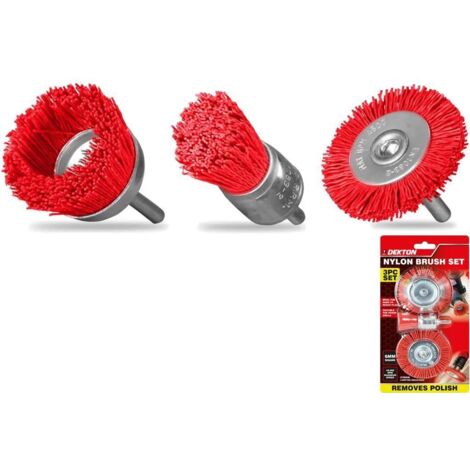 Dekton 3pc Nylon Abrasive Filament Brush Drill Set Rust Paint Remover ...