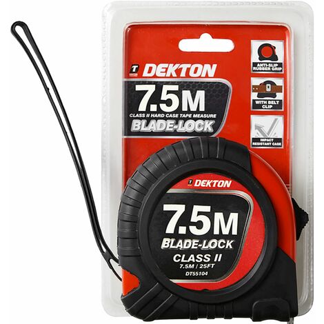 Dekton Tape Measure Hard Case Class 2 Imperial Metric Auto Lock 7.5m