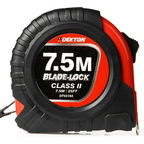 Dekton Tape Measure Hard Case Class 2 Imperial Metric Auto Lock 7.5m