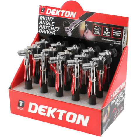 Dekton 1/4" Mini Right Angle Ratchet Handle Soft Grip With Spinner